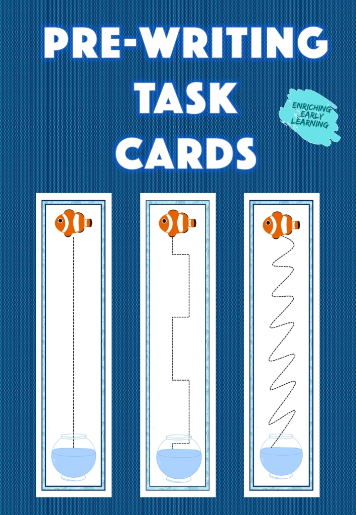 Fish pre-writing task cards for free - Enriching Early Learning