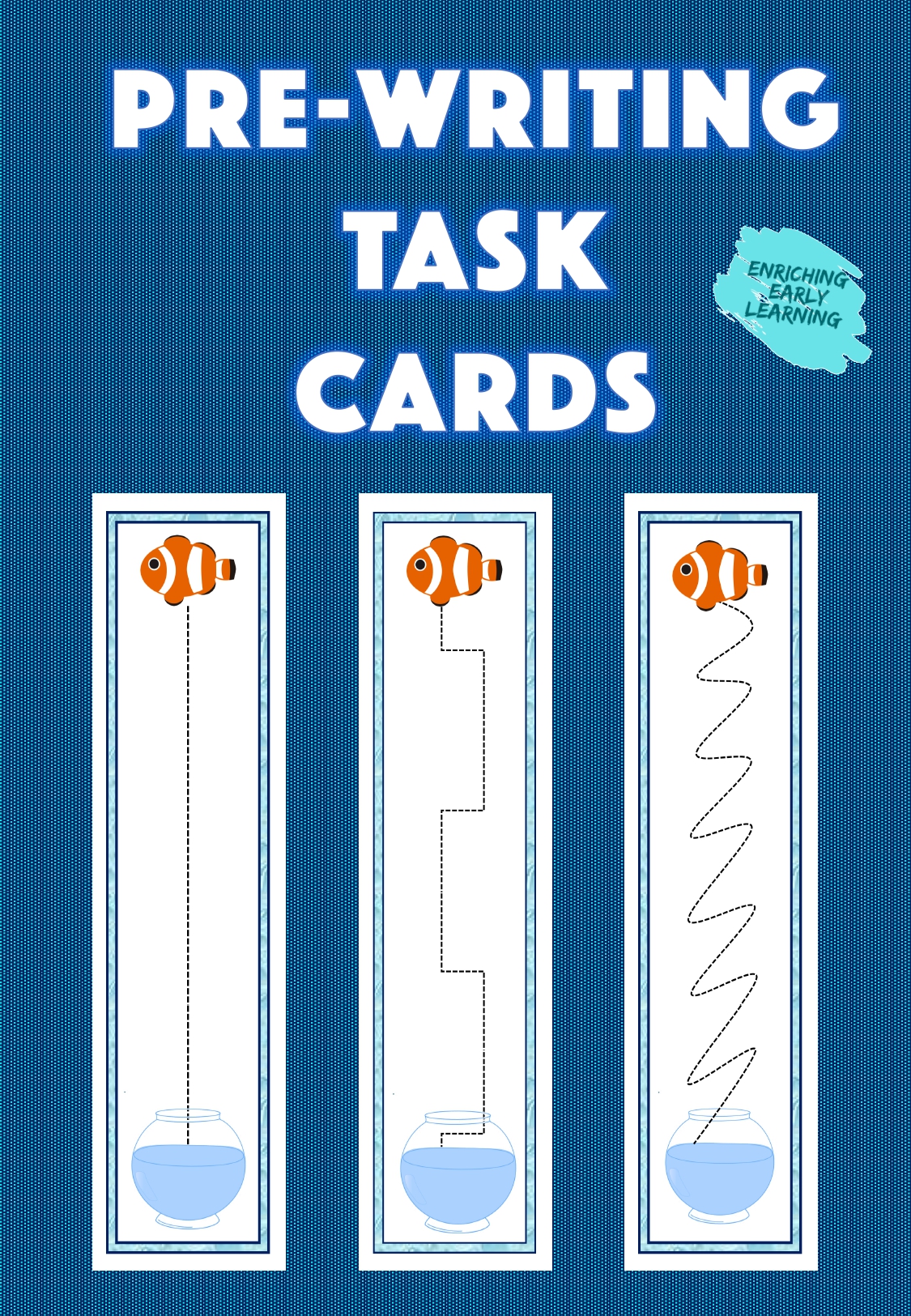 Fish pre-writing task cards for free - Enriching Early Learning